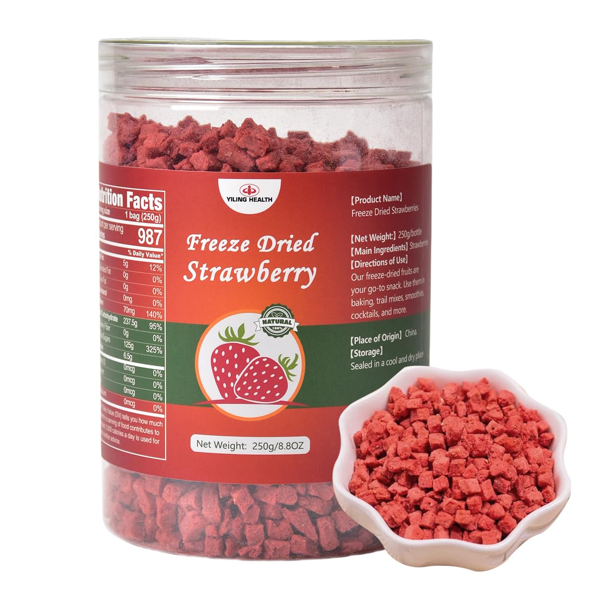 Amazon.com: Premium Freeze Dried Strawberries Pieces 8.81 Oz/250g ...