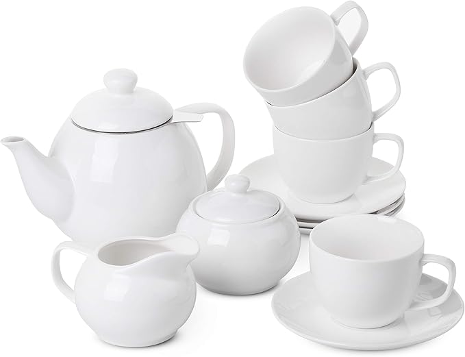 Amazon.com: BTaT- Royal Tea Set, 4 Tea cups (8oz), Tea Pot (32oz ...