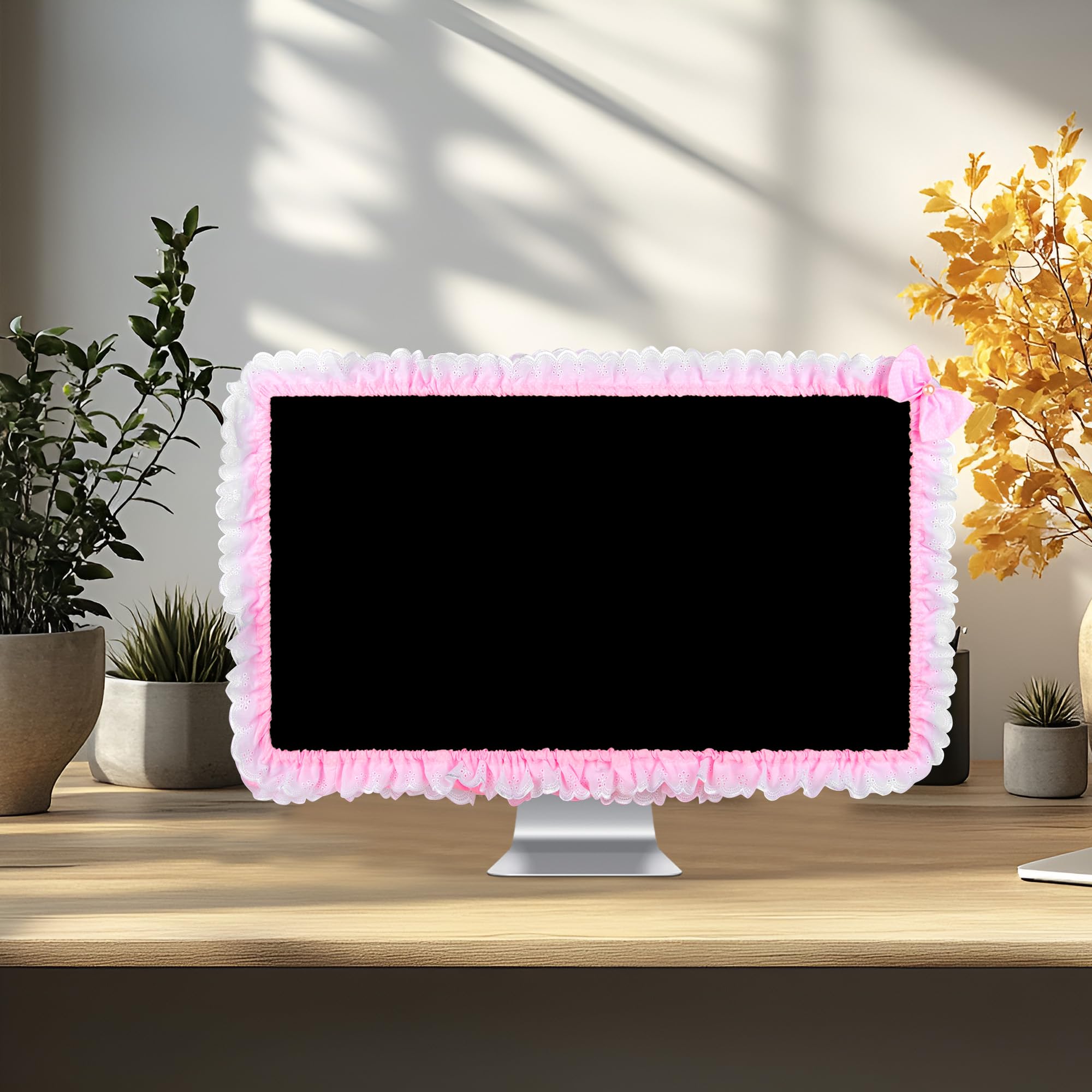 Monitor Cover Kingshion Cute Computer With Bow-knot & Pen Pocket - Pink ...