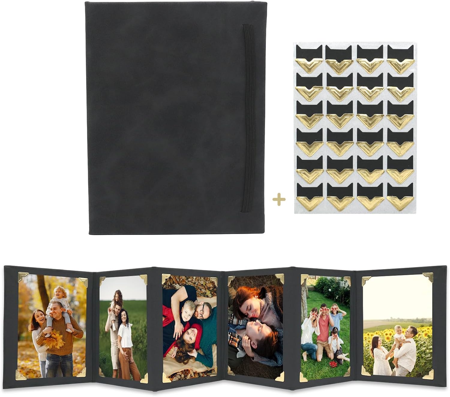 Amazon.com - Small Photo Album 4x6 | Black 6 Folding Scrapbook Album ...
