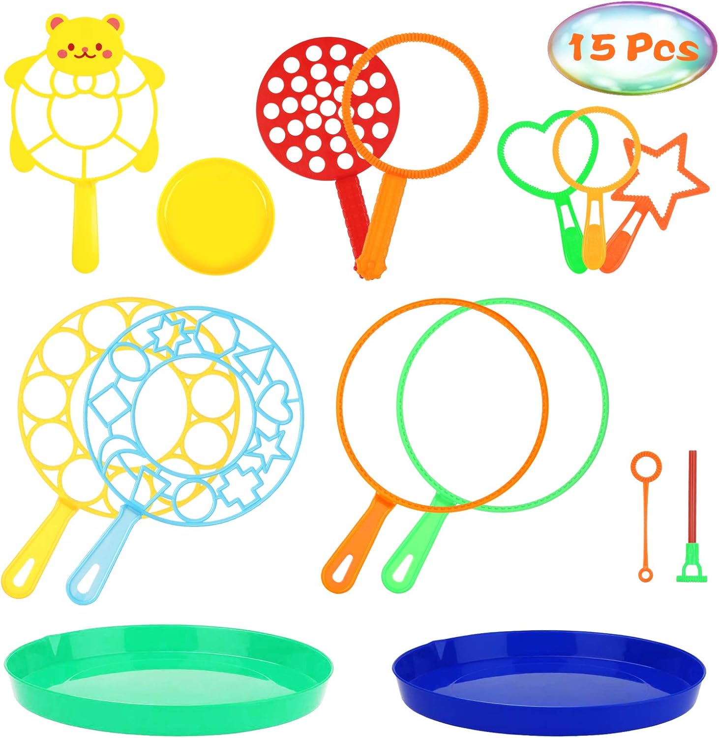 ZERHOK 15pcs Bubble Wand, Assorted Blowing Bubble Stick Colourful ...