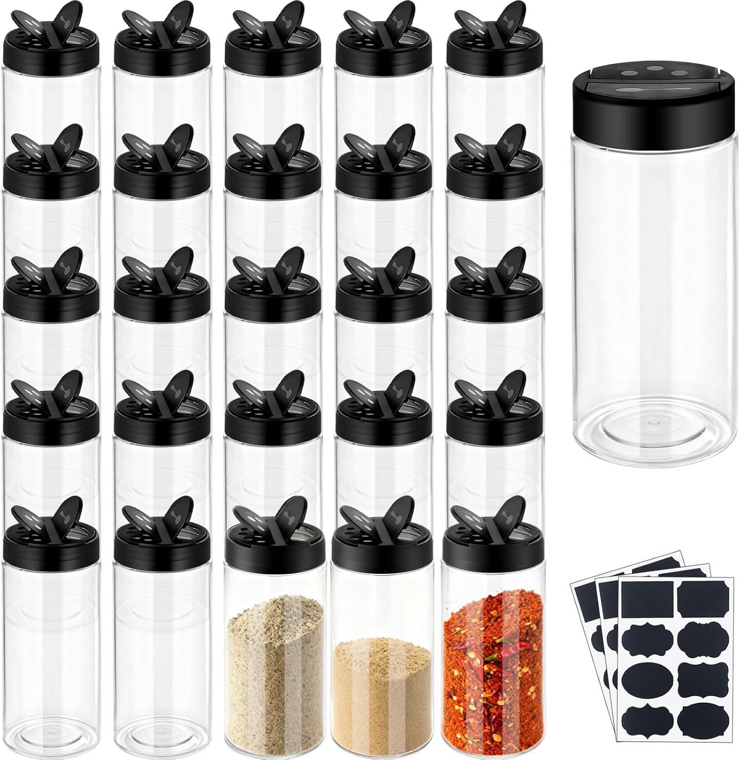 Amazon.com: 24 Pack 16 Oz Plastic Spice Jars Bottles Empty Seasoning ...