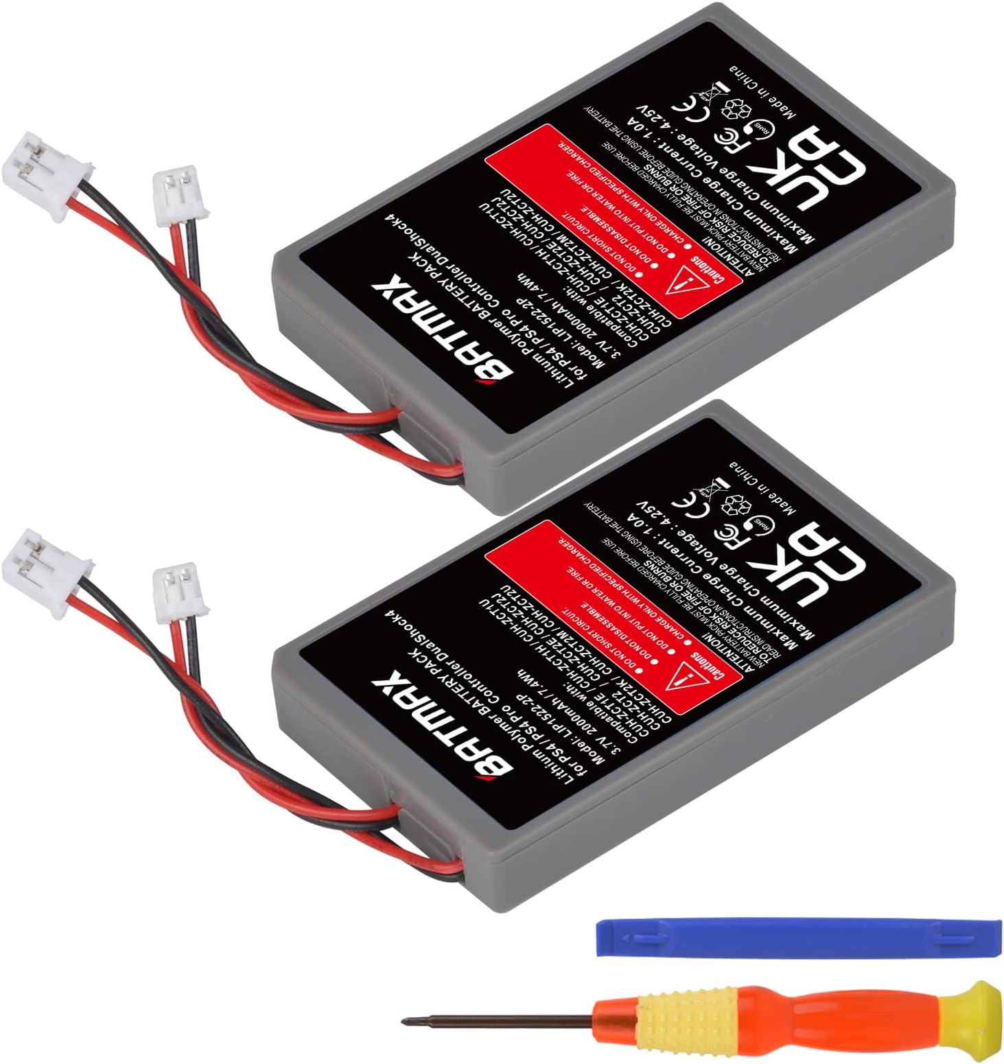 Amazon.com: GOBAT 2pcs PS4 Controller Battery,2500mAh High Capacity ...