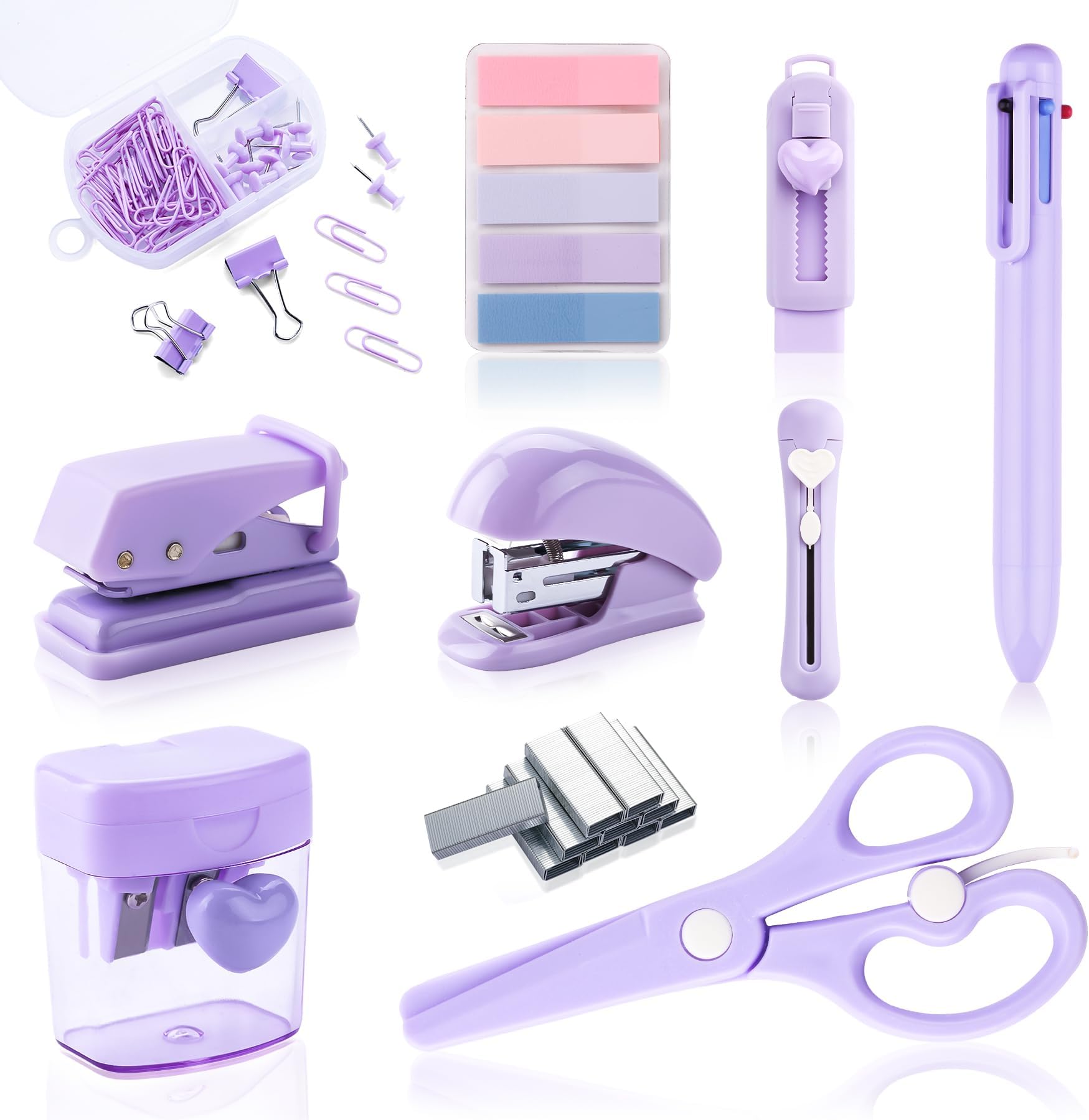 Amazon.com : Purple Mini Office Supply Kit Mini School Supplies Desk ...
