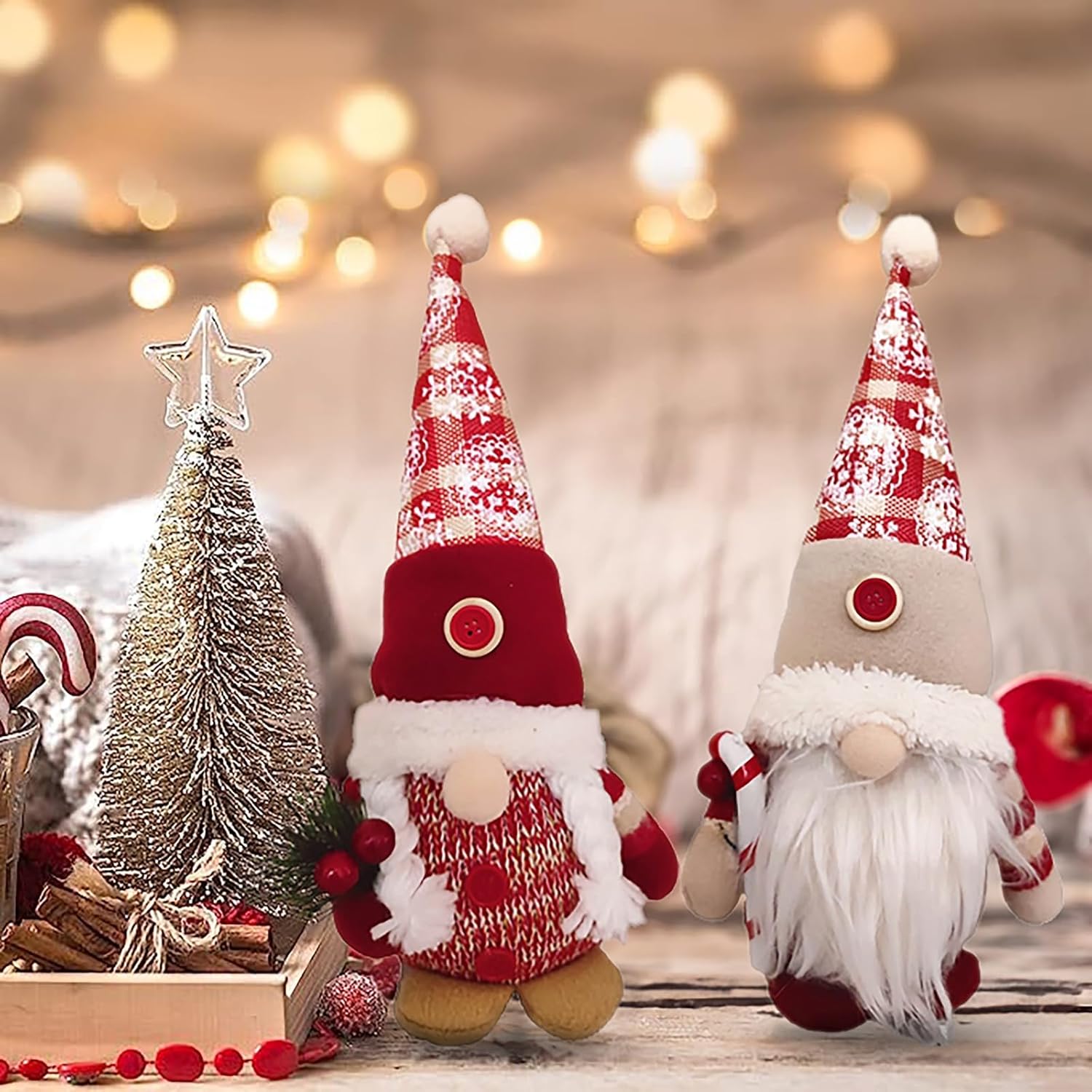 Amazon.com: Christmas Gnomes Decorations 2PC Gnomes Plush Collectible ...