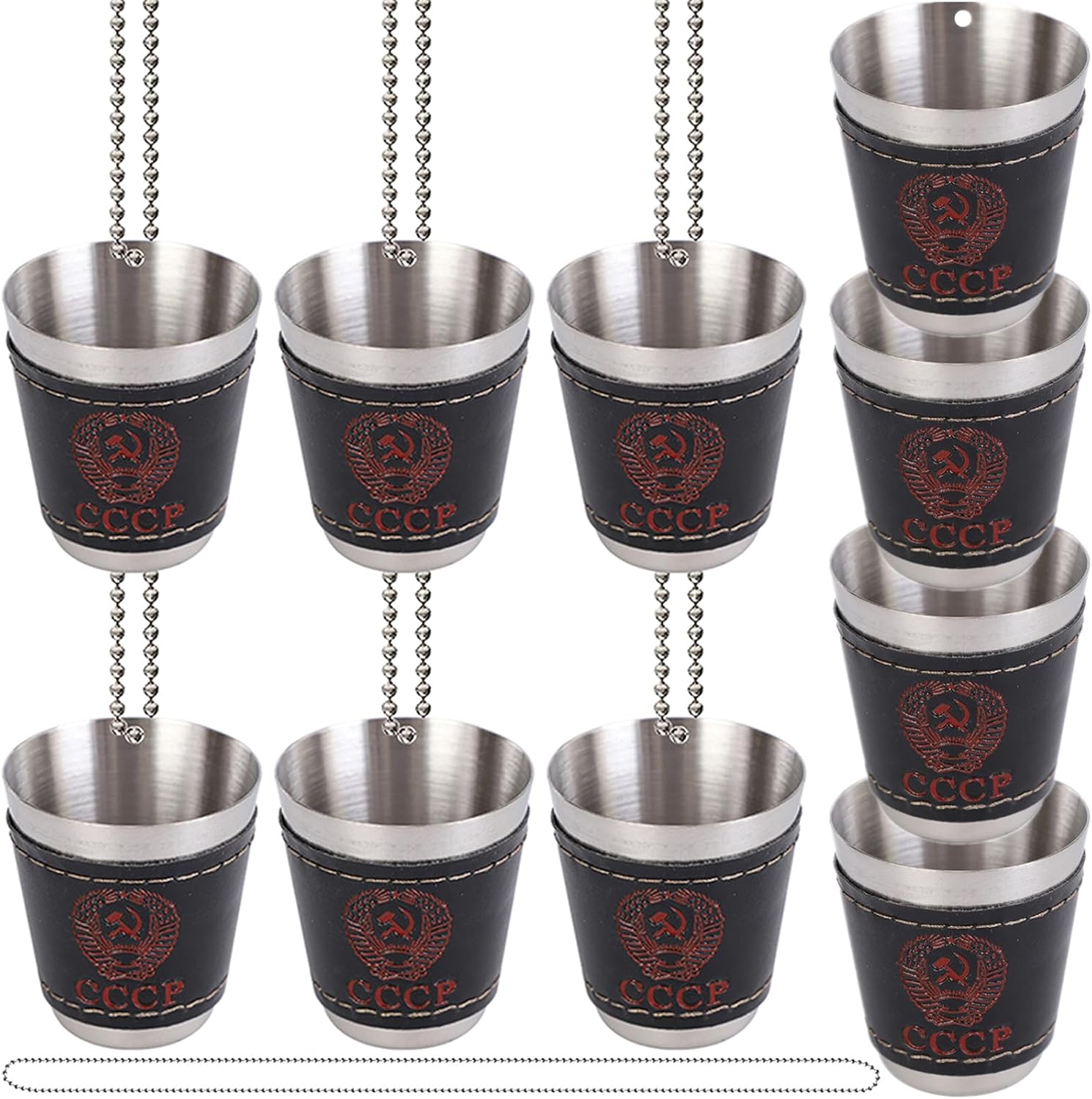 saijer Stainless Steel Shot Cups, 10 PCS Metal Shot Glasses Necklace ...