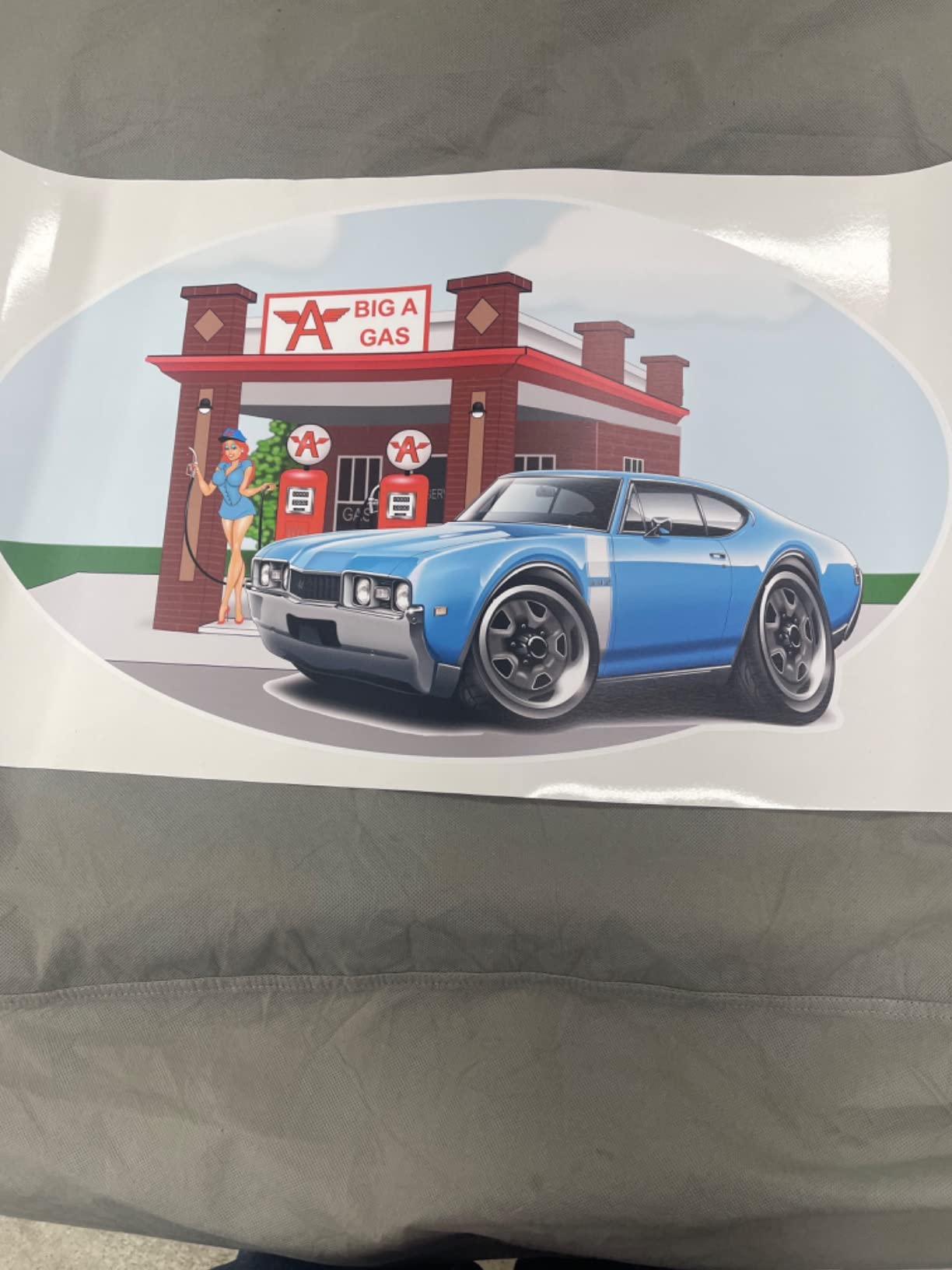 Amazon.com: Classic Car 1968 Cutlass 442 Big A Gas Station Wall Decal ...