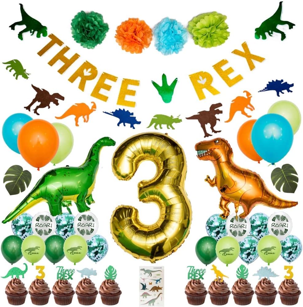 Amazon.com: Three Rex Birthday Party Decorations - 3 rex birthday ...