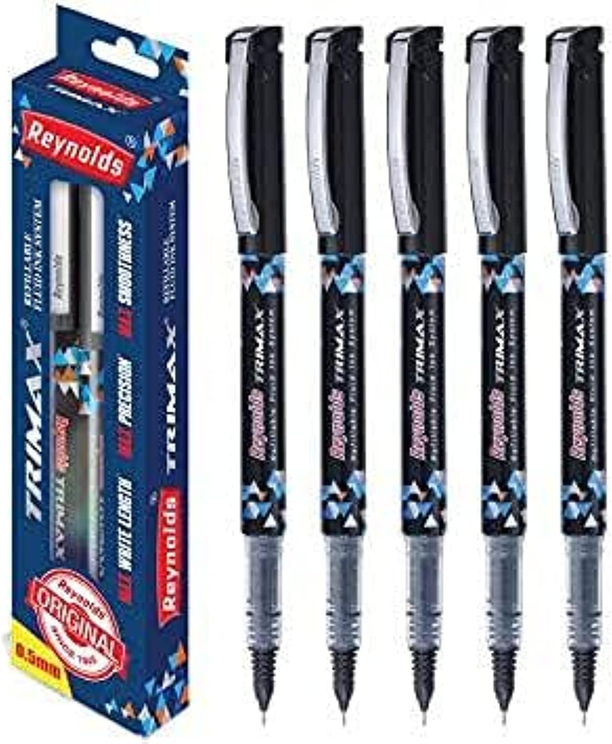 Reynolds Trimax Roller Ball Pen | Set of 4 | 2 Blue & 2 Black : Amazon ...