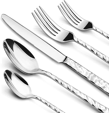 Amazon.com | Silverware Set, 40 Piece Premium Stainless Steel Flatware ...