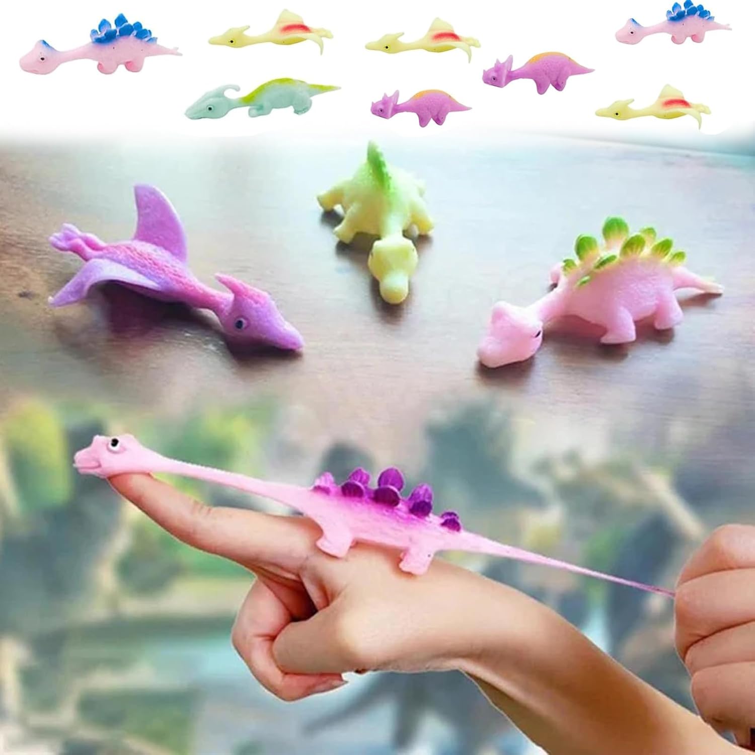 Slingshot Dinosaur Finger Toys, Sticky Finger Dinosaurs Toys, Rubber ...