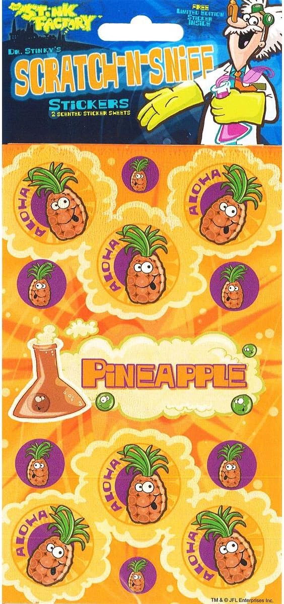 Amazon.com: Dr Stinky's Pineapple Scratch-n-Sniff Stickers, 2 Sheets 4 ...