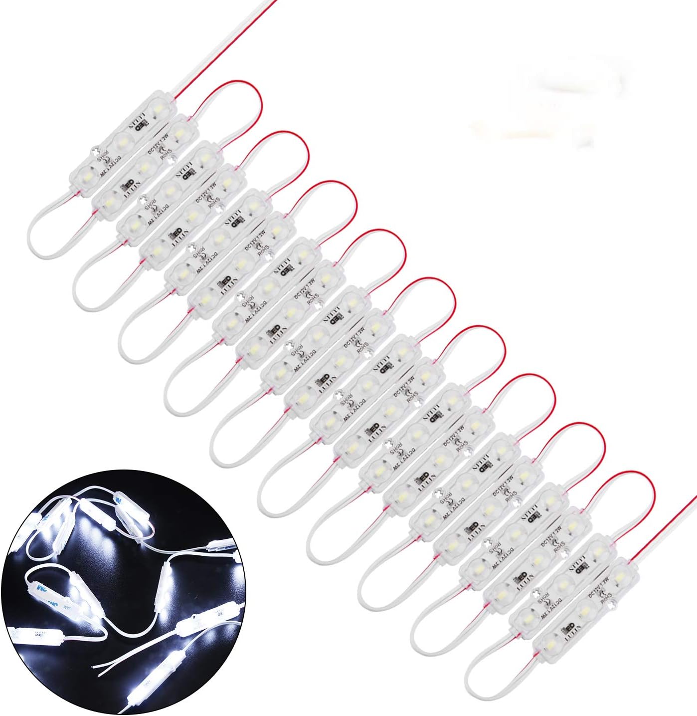 Lulin 100PCS Waterproof Super Bright Led Module Strip Lights White ...