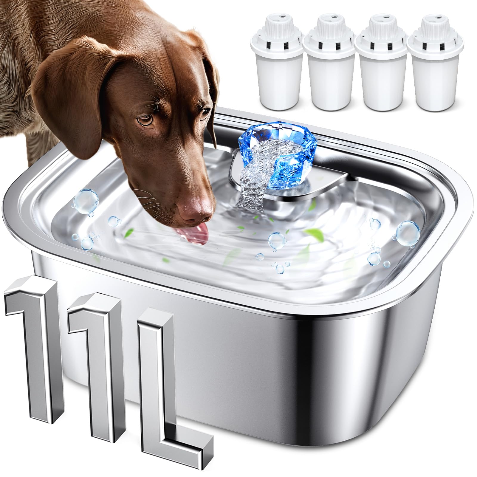 Amazon.com : Dog Water Fountain, 3 Gallon Stainless Steel Dog Water ...
