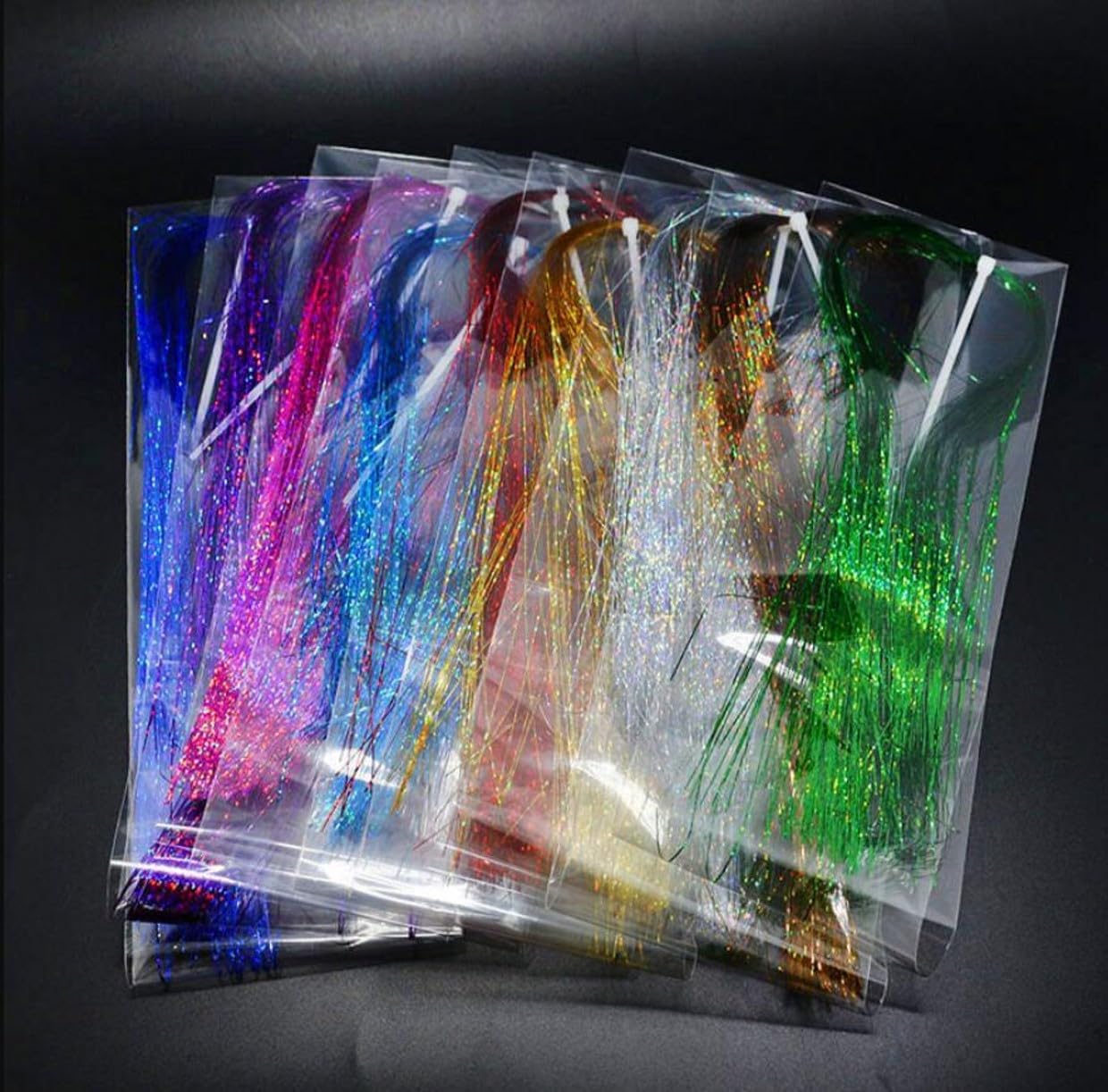 Amazon.com: WellieSTR 9 Colors Set Flashabou Flat Tinsel Crystal Flash ...