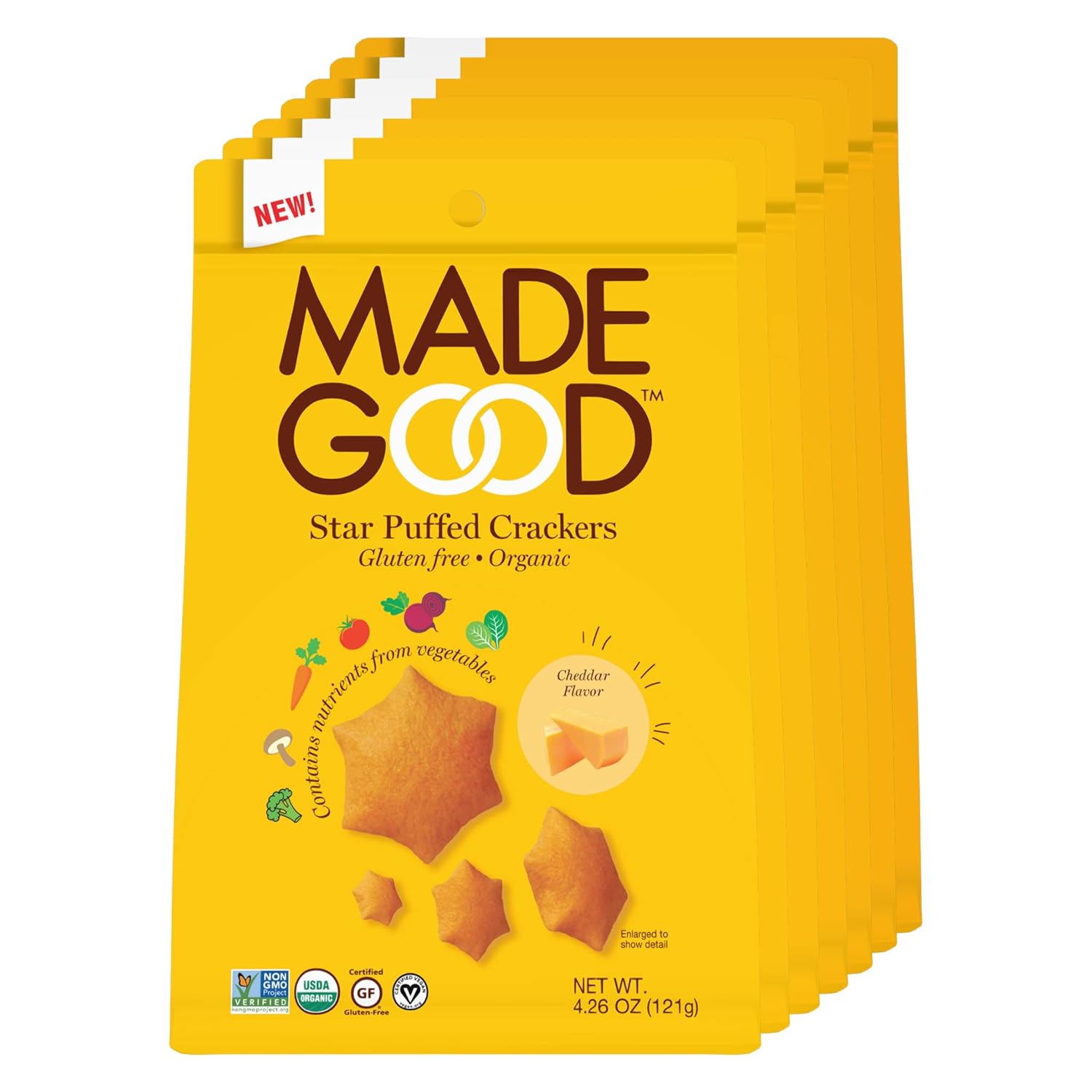 Amazon.com : Made Good Cheddar Star Puffed Crackers, Gluten Free and ...