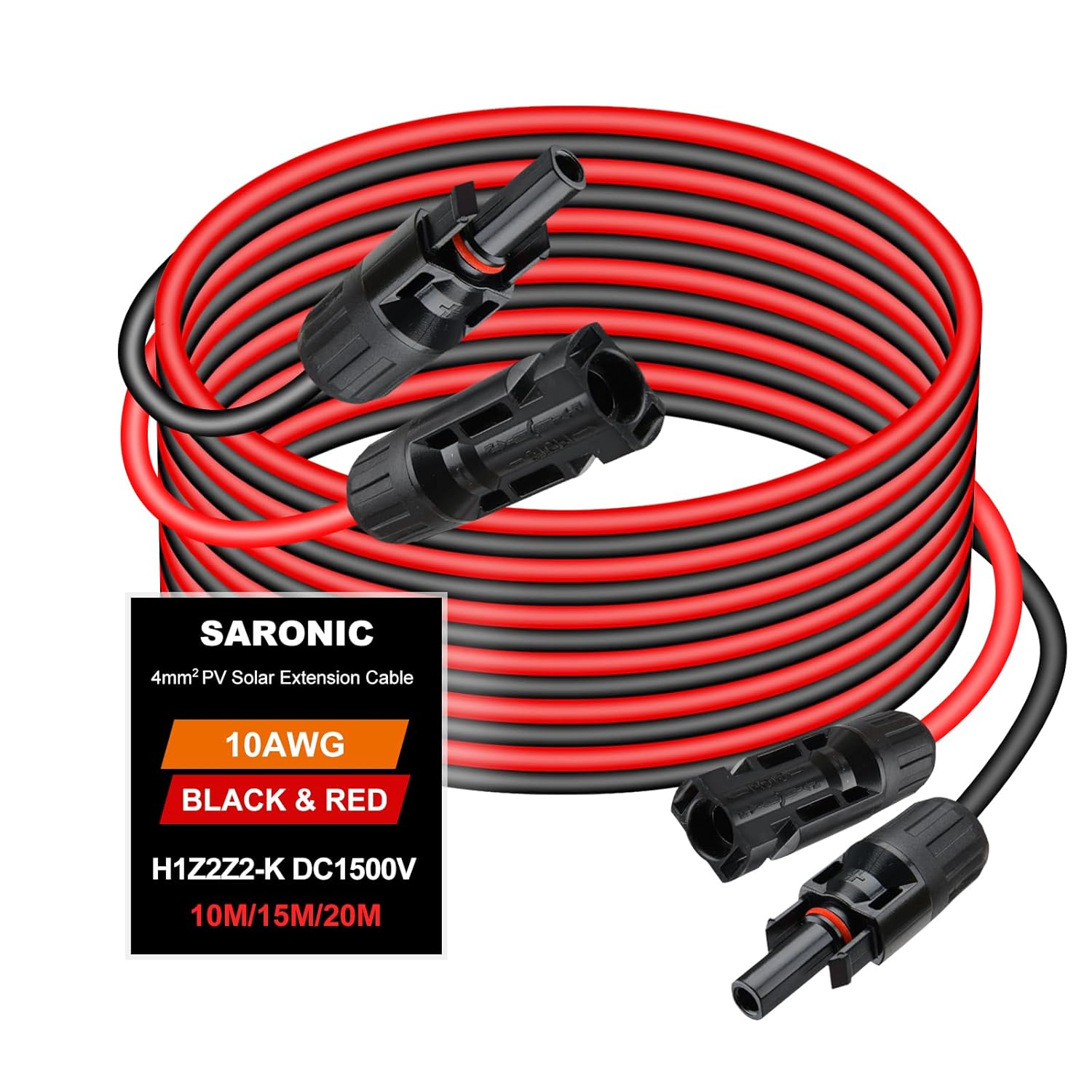 4mm²/10AWG Solar Extension Cable, 15m/49.2FT With Female and Male ...