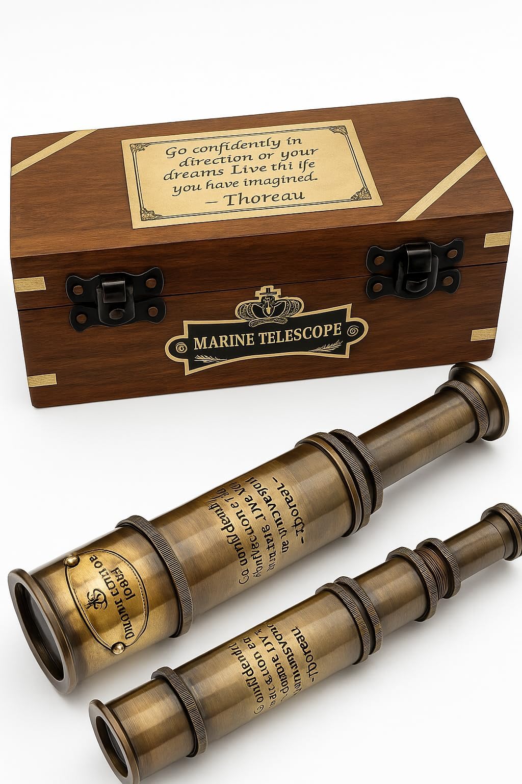 Amazon.com: Vintage Nautical Handheld Brass Telescope with Wood Box ...