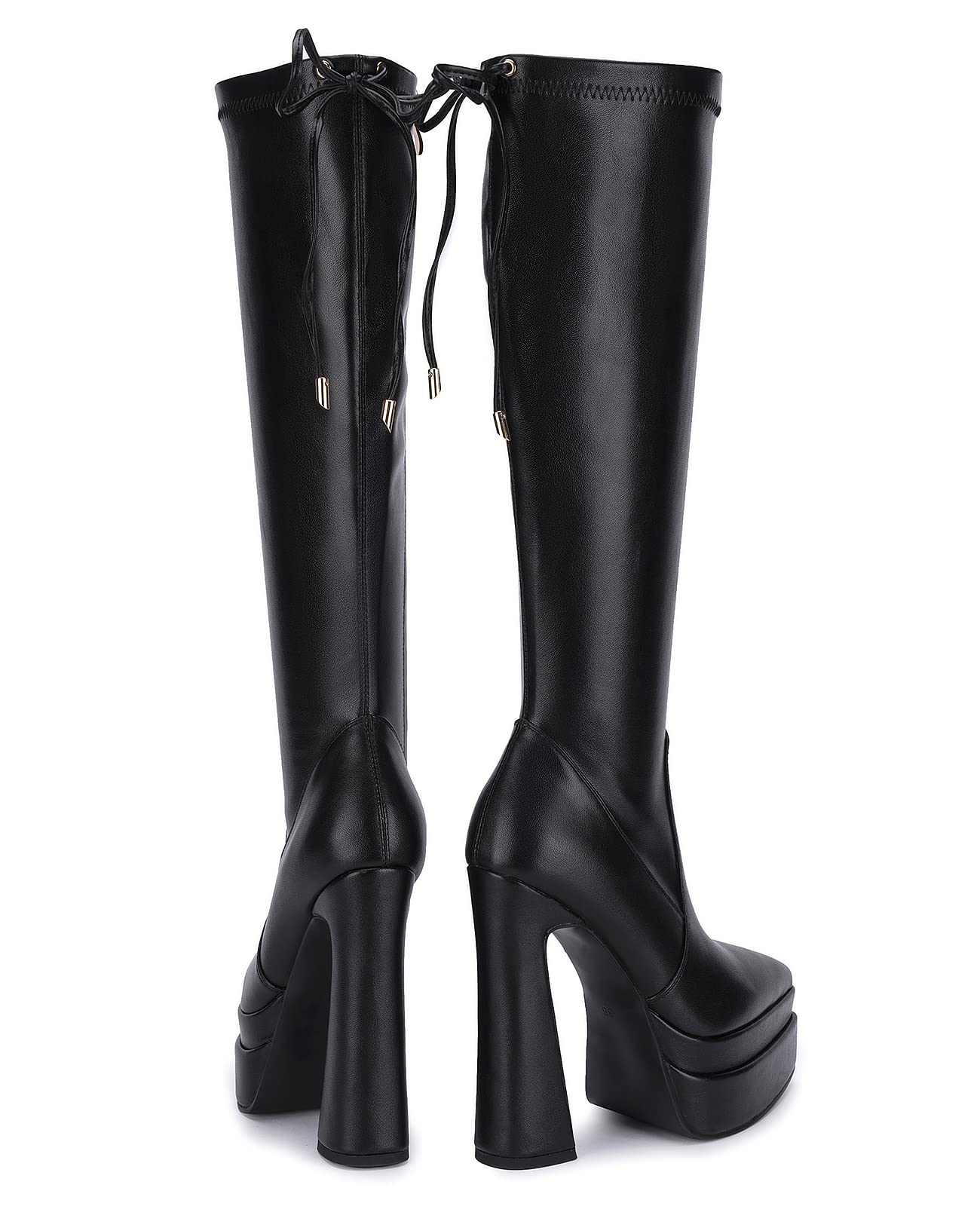 Snapklik.com : Pasuot Knee High Gothic Platform For Women Black Lace Up ...
