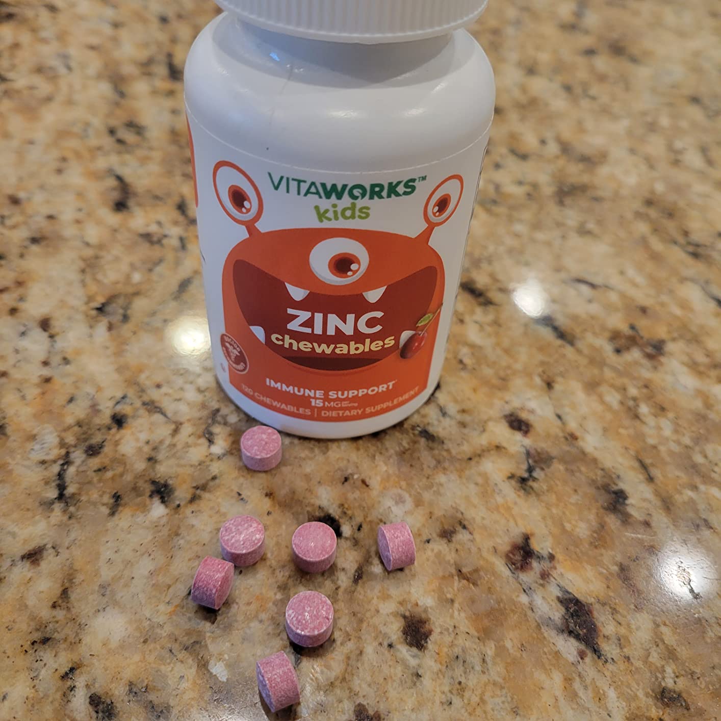 Amazon.com: VitaWorks Kids Zinc 15mg Chewable Tablets - Natural Cherry ...