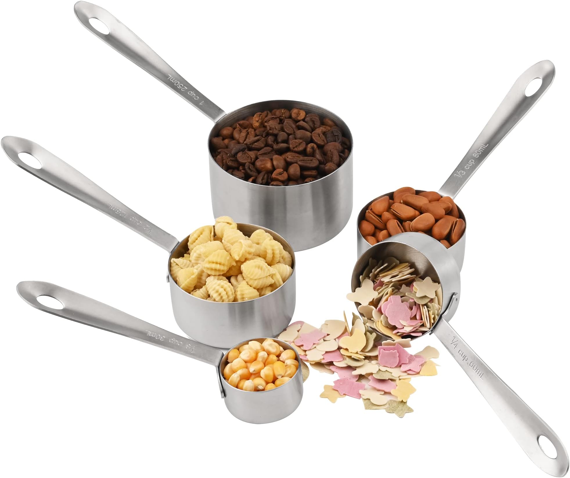Amazon.com: Hudson Essentials Stainless Steel Measuring Cups Set (6 ...