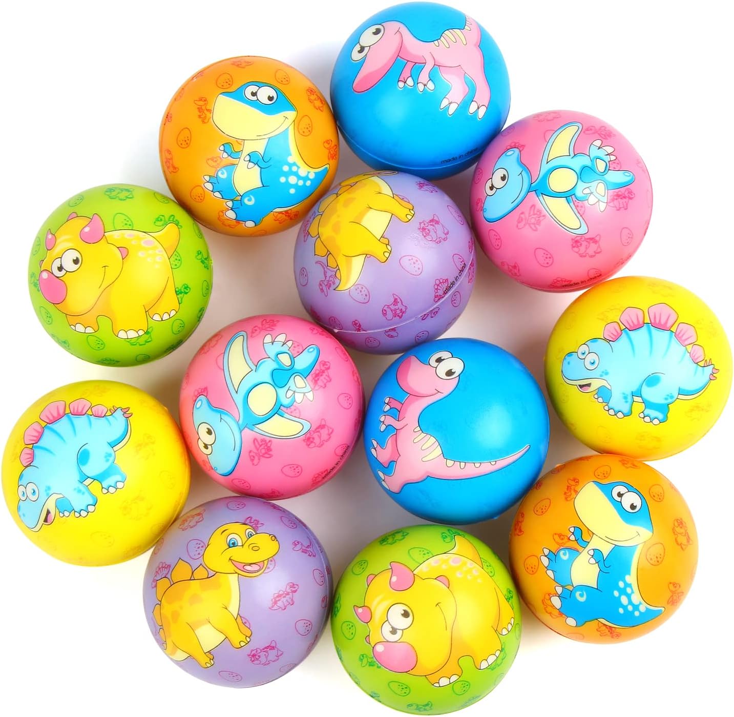 SULOLI 12 Pieces Dinosaur Soft Foam Sponge Sports Balls Mini Foam Balls ...
