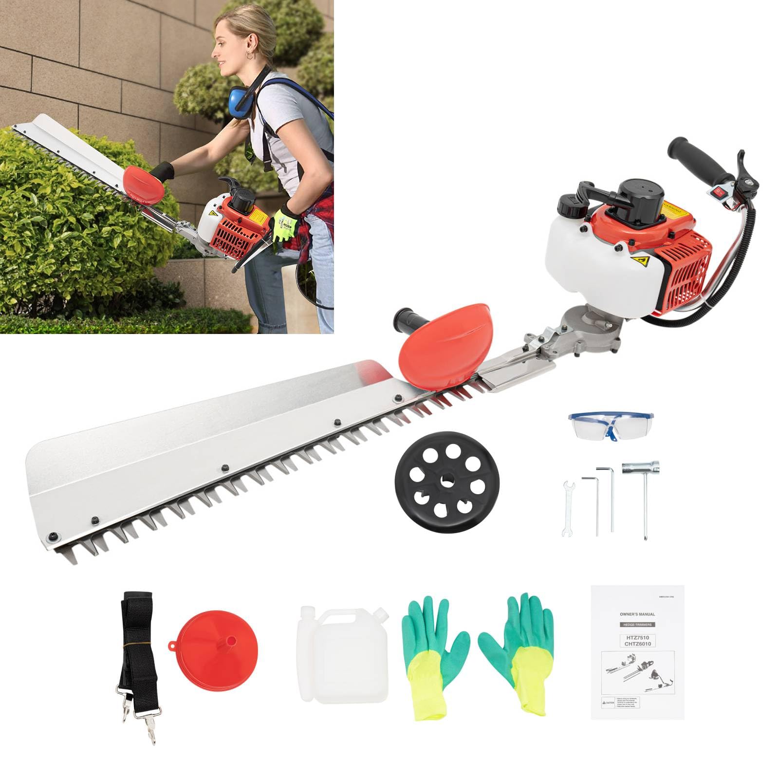Amazon.com : Gas Hedge Trimmer, 27.6-Inch Bush Trimmer, 22.5CC 6500W 2 ...