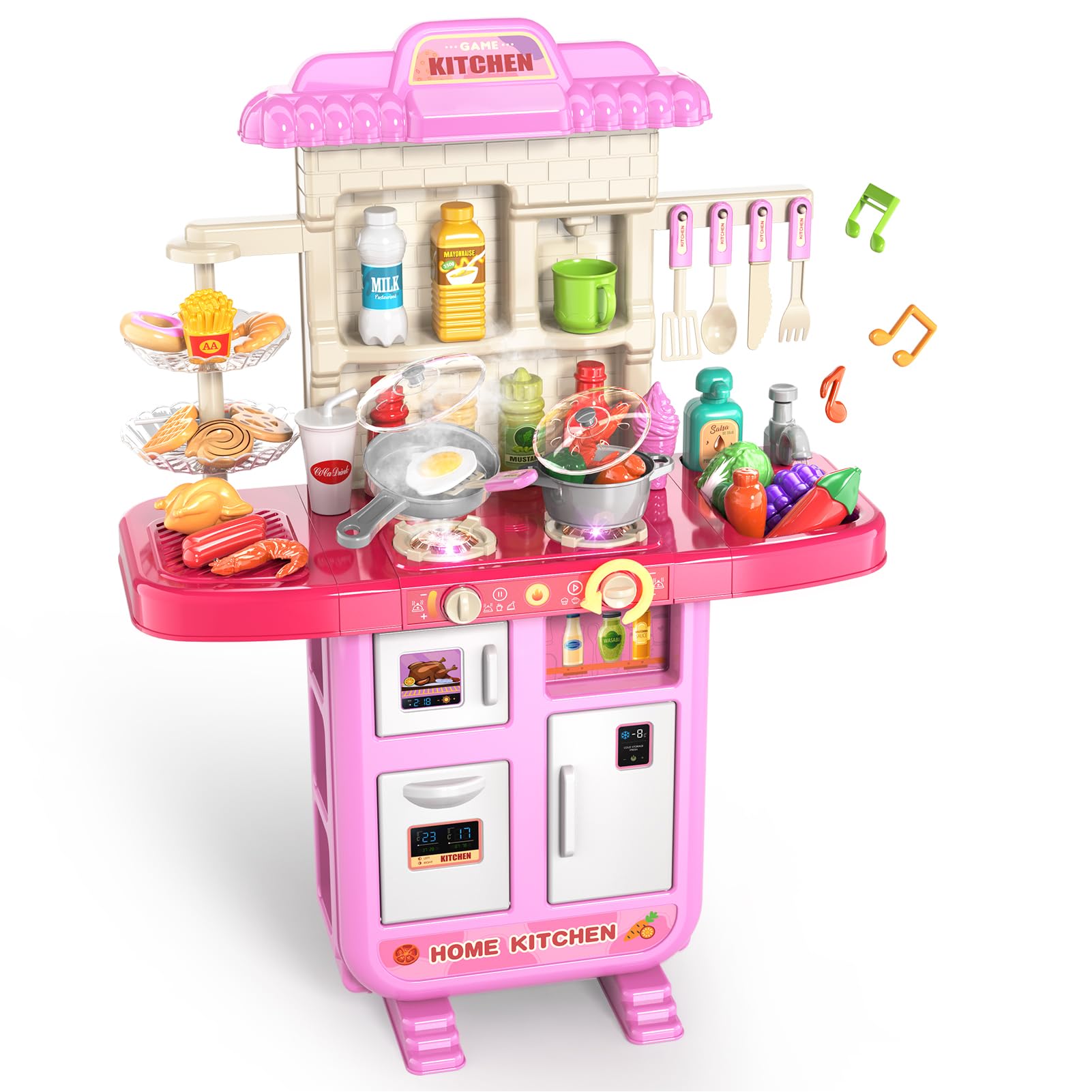 Amazon.com: Toddler Kids Kitchen Playset, Play Kitchen Set with Sounds ...