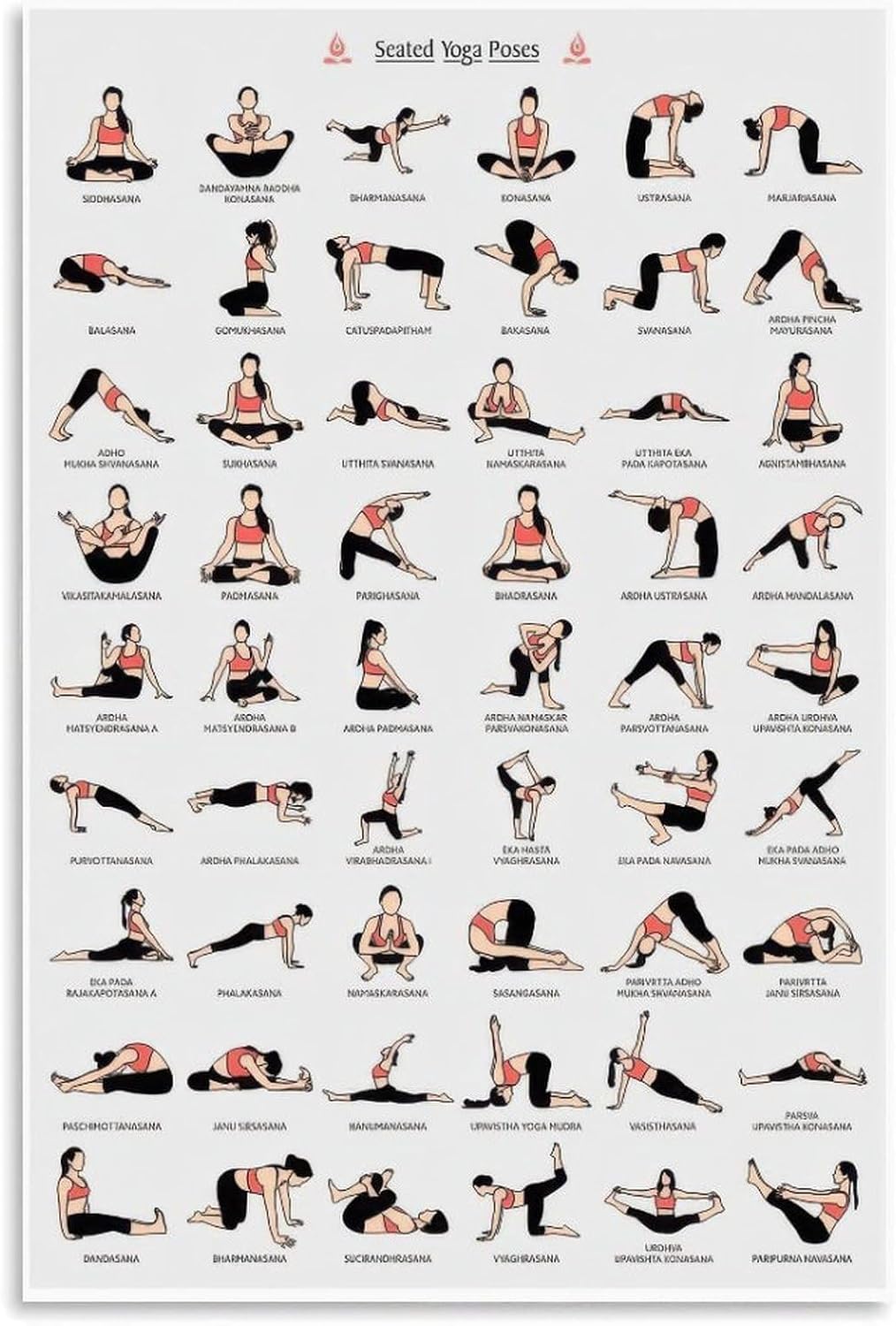 Chair Yoga Pose Poster Yoga Chart Yoga Chair Exercise Chart Canvas Prints For Yoga Room Unframe ...