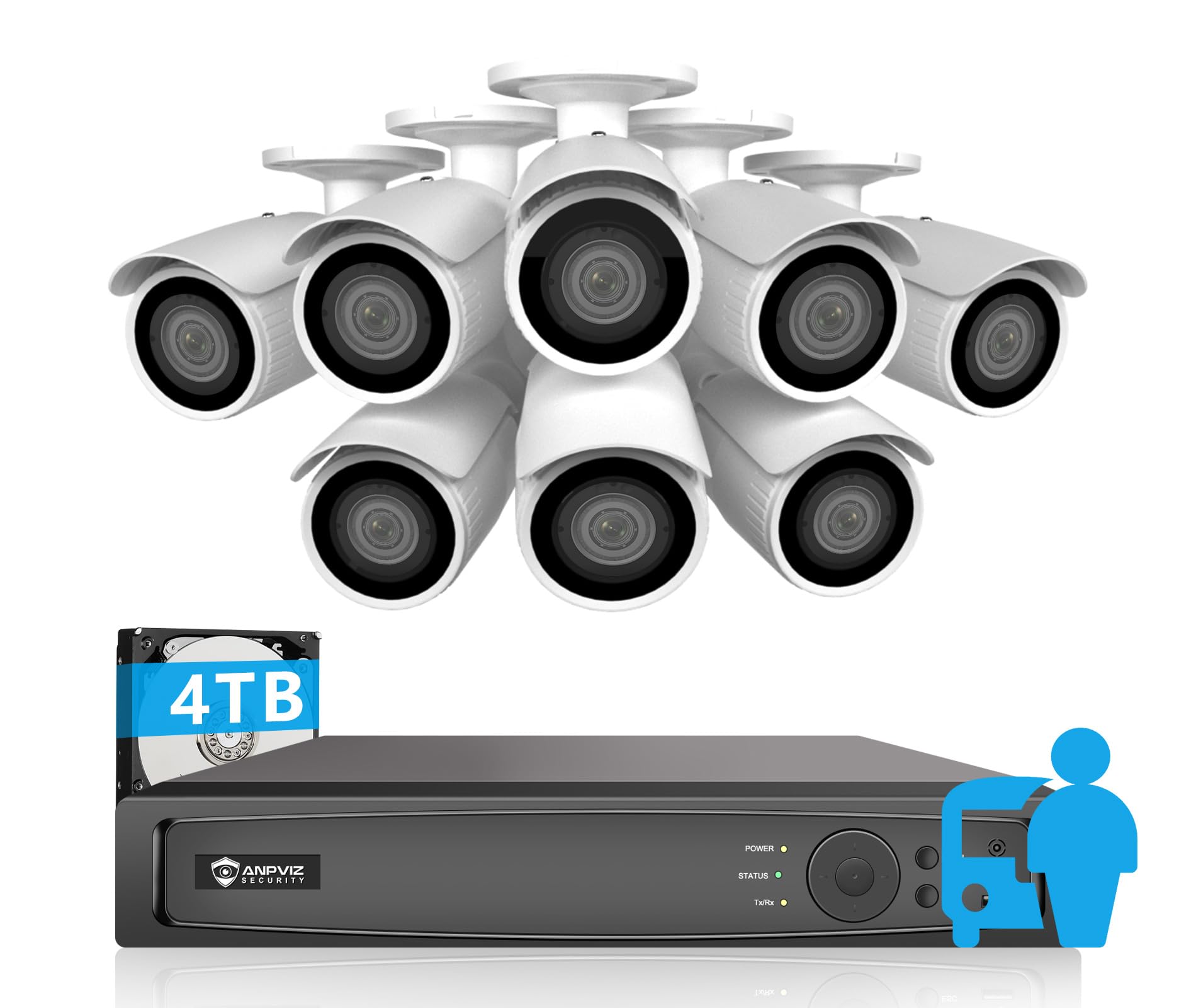 Amazon.com : Anpviz 16 Channel 5MP POE Security Camera System, 8pcs 4X ...