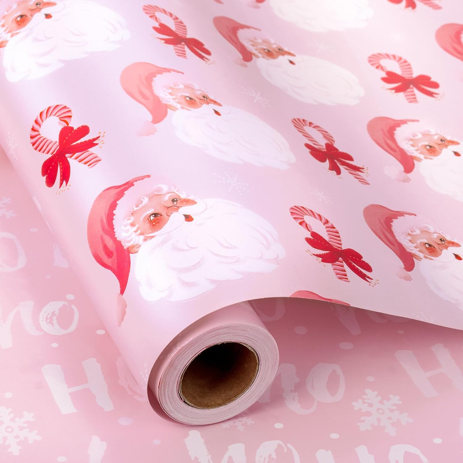 Amazon.com: Yarcony Girly Christmas Gift Wrapping paper, Pink Santa ...