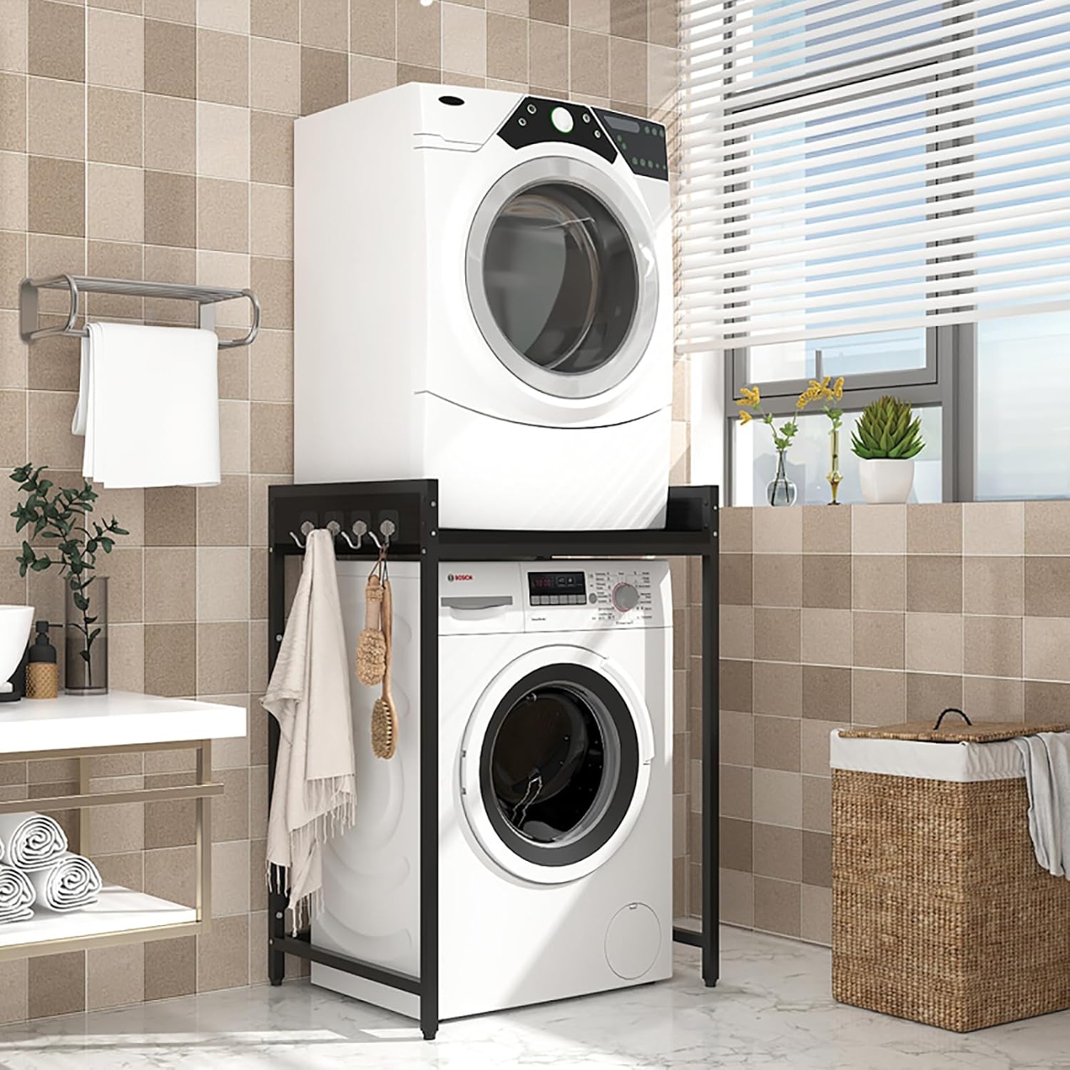 Amazon.com: Dryer Stand Adjustable Portable Stacking Kit for Front Loader Washing Machine ...