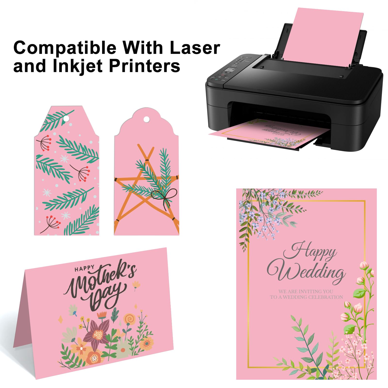 Snapklik.com : 100 Sheets Pinks Valentines Day Cardstock Paper, Colored ...