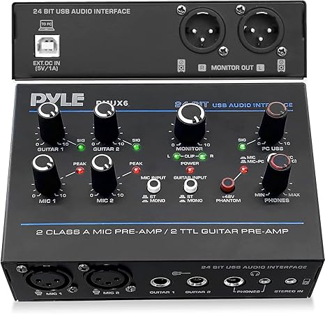 Amazon.com: Pyle Professional USB Audio Interface with MIC, Guitar, AUX ...