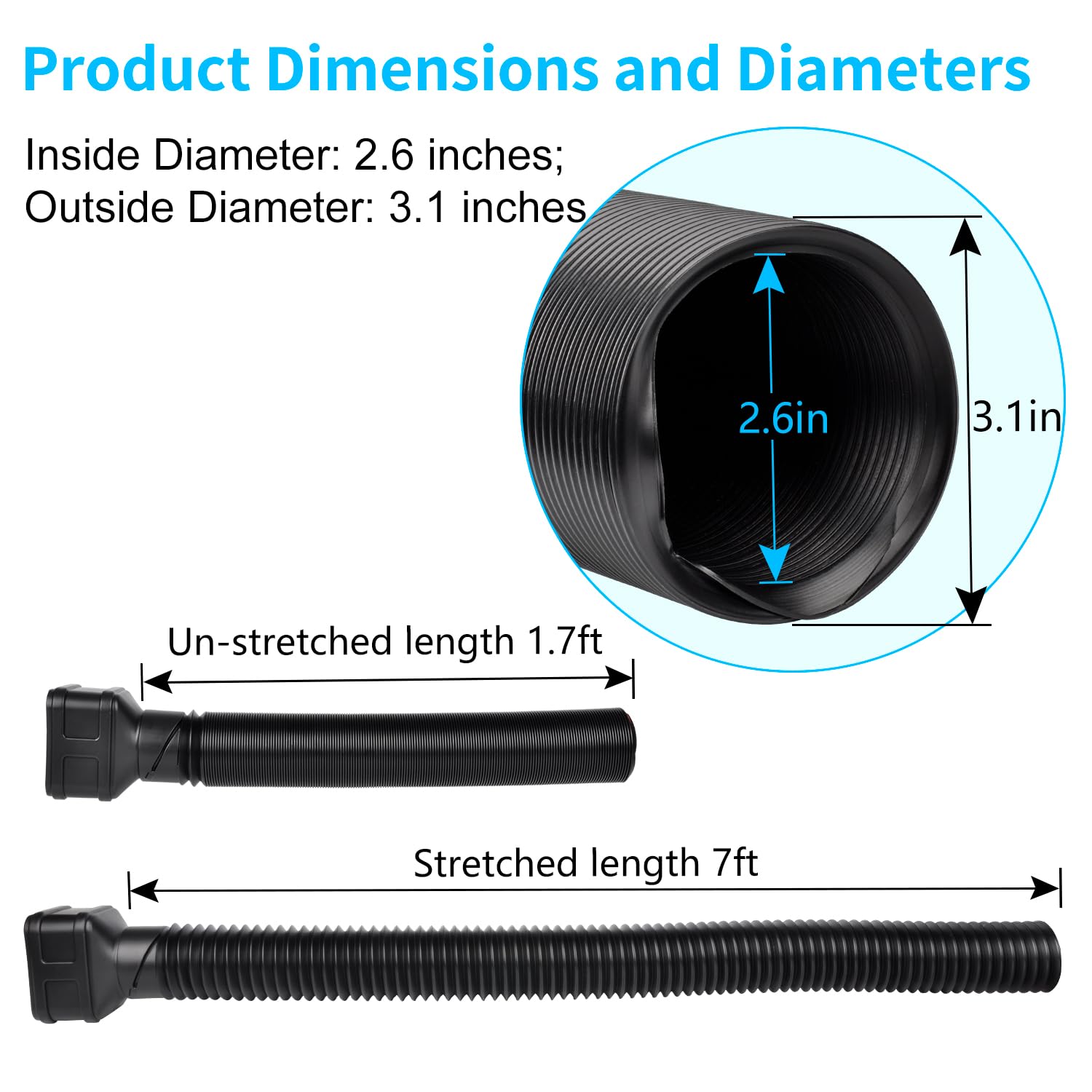 Snapklik.com : 7ft Long Gutter Downspout Extensions, 3.1" OD Downspout ...