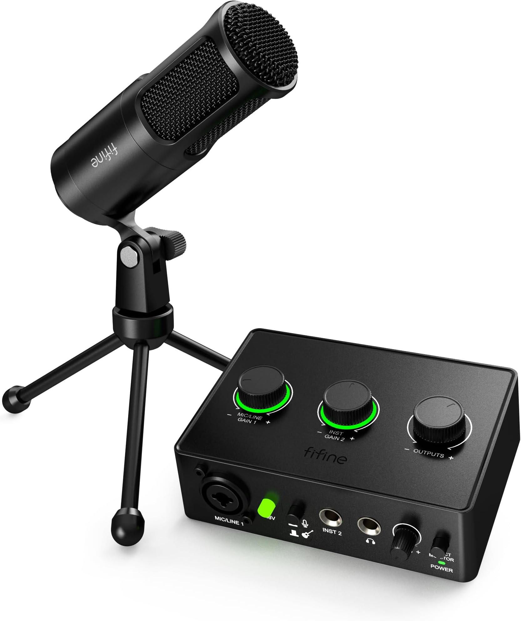 Amazon.com: FIFINE Recording PC Audio Mixer and XLR Dynamic Microphone ...