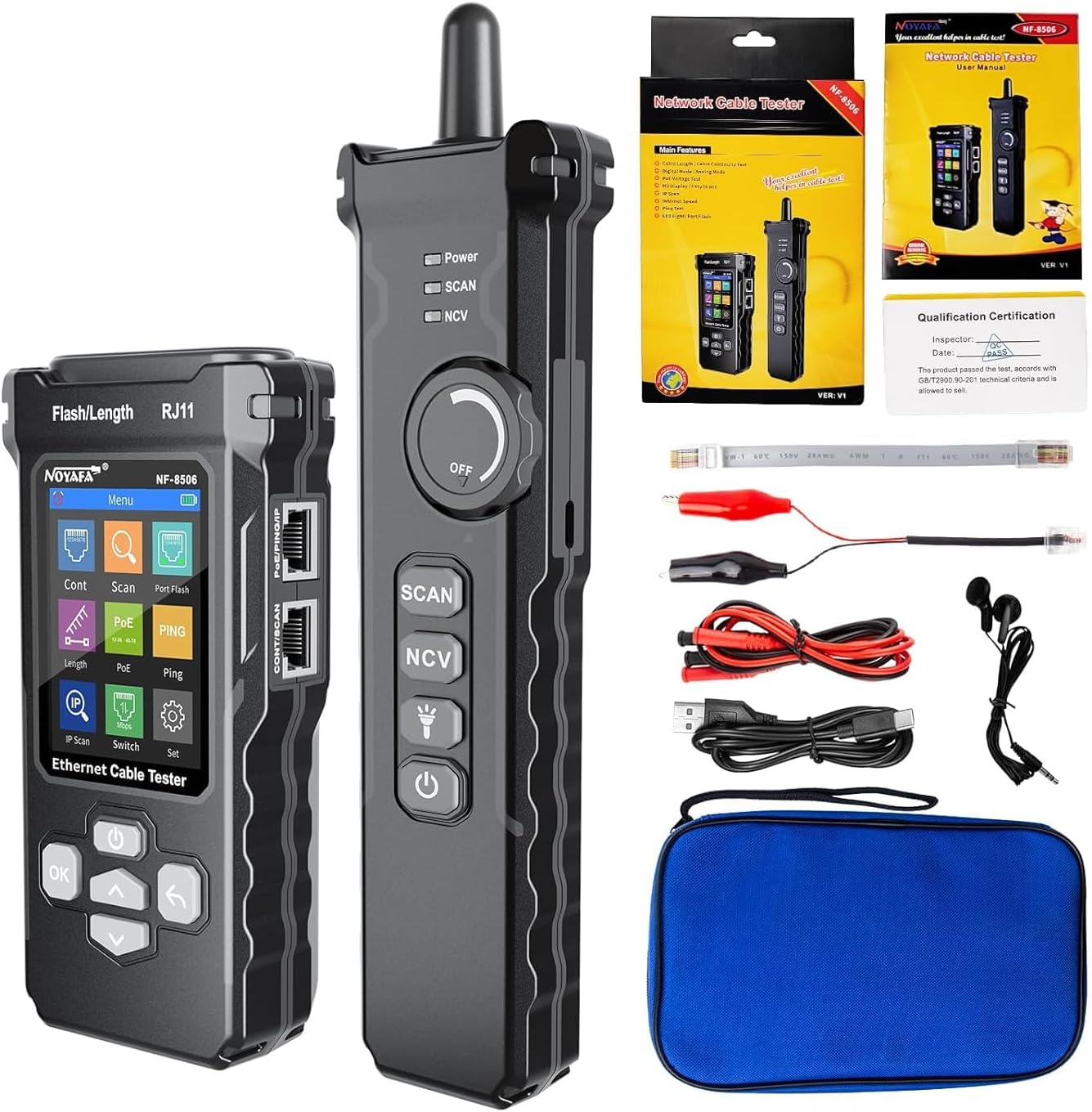 Mcbazel Netzwerk RJ45 Tester mit LCD Display, Netzwerk Kabeltester mit ...