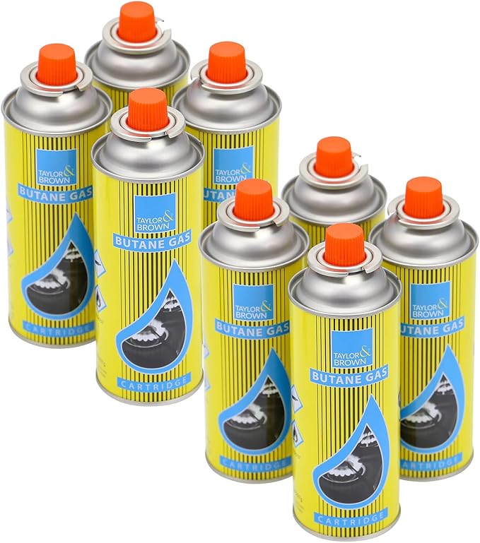 Taylor & Brown 8 Pack Butane Gas Bottles Canister Cartridge Canisters ...