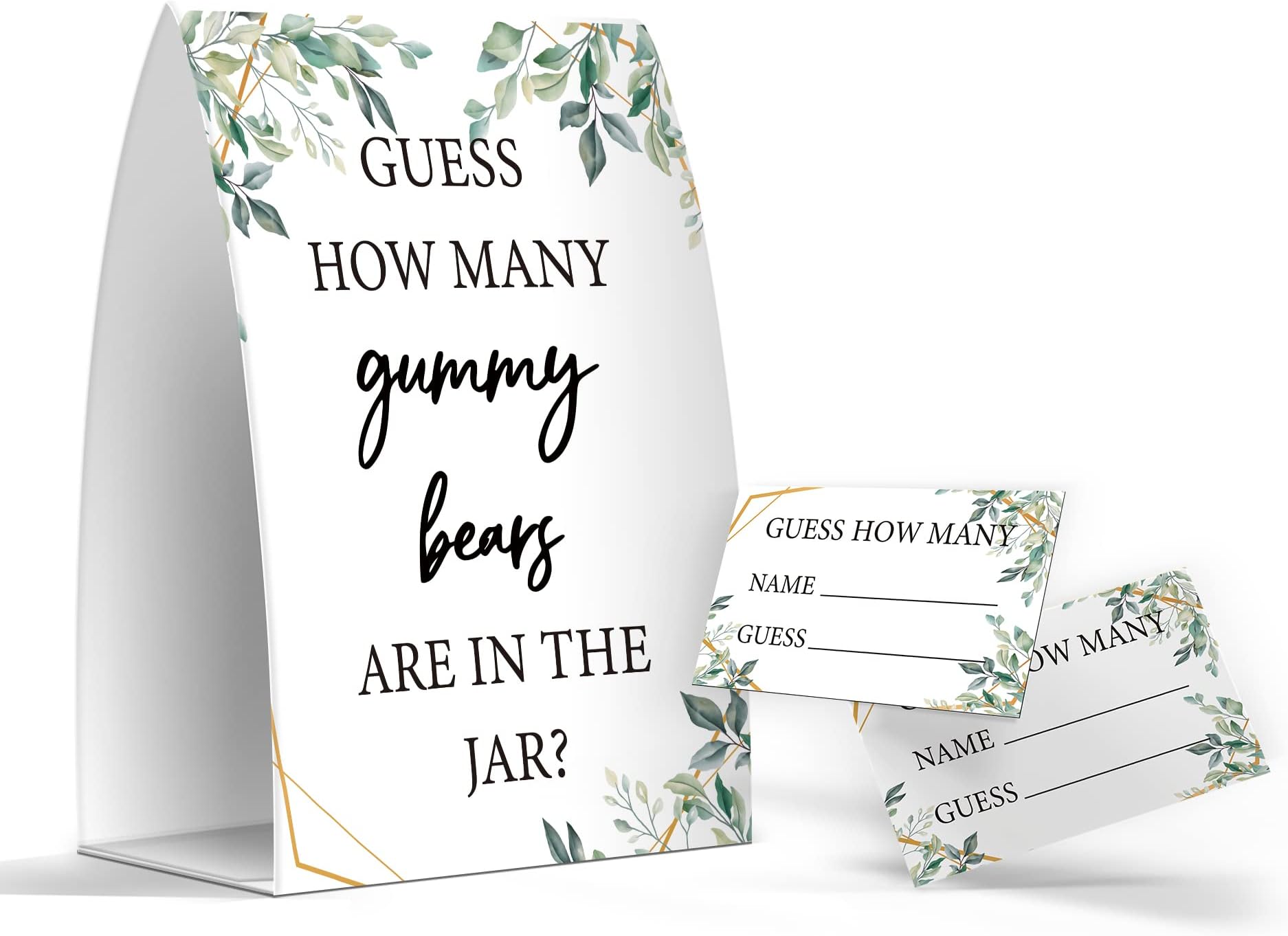Amazon.com: Guess How Many Gummy Bears Are In The Jar, Greenery Baby Shower Games, Greenery ...