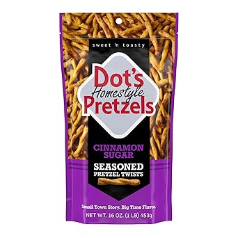 Amazon.com: Dot's Pretzels Cinnamon Sugar Seasoned Pretzel Twist Snack ...