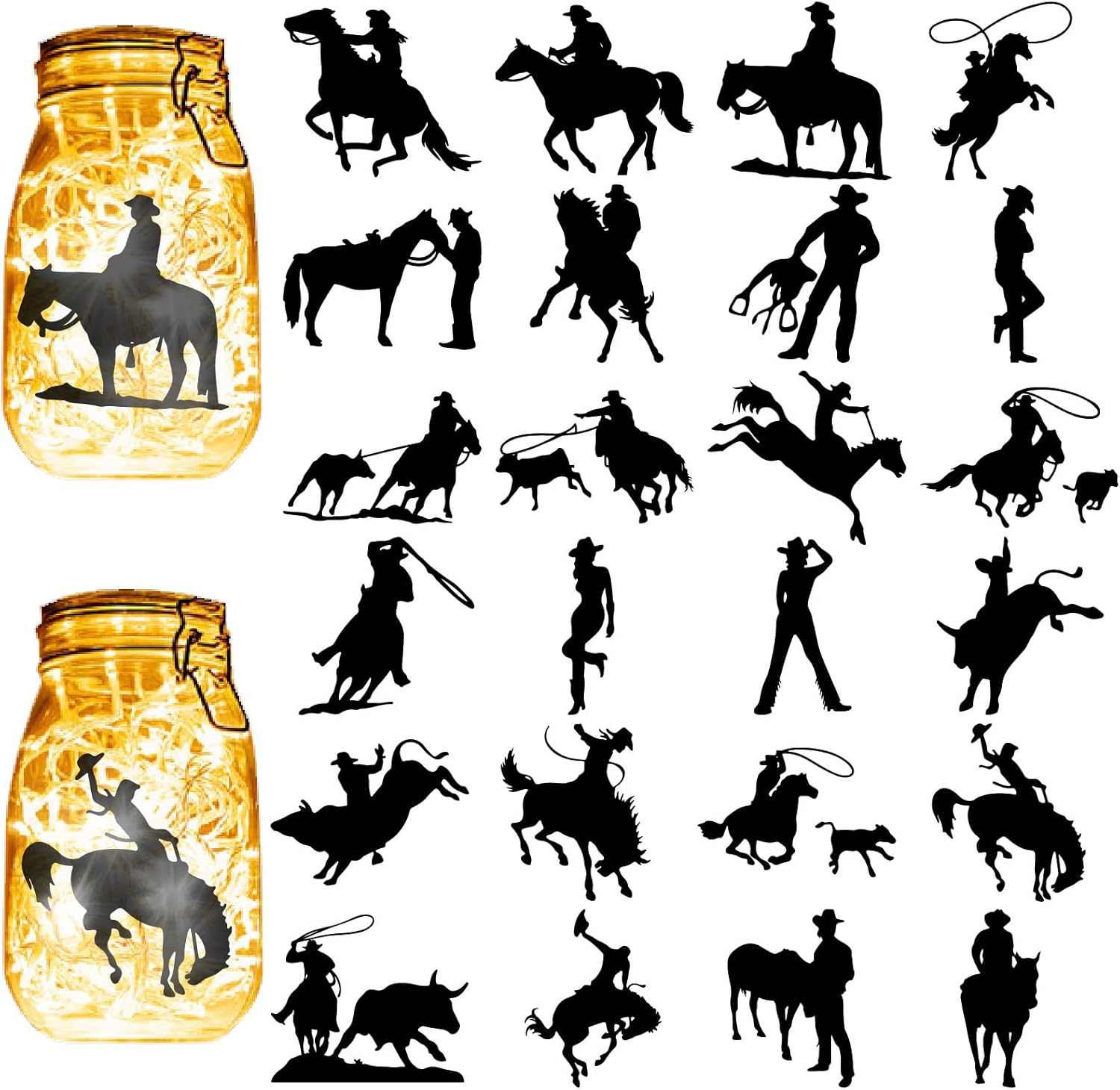 Amazon.com: CREATCABIN 24Pcs Cowboy Silhouettes Mason Jar Decor Western ...