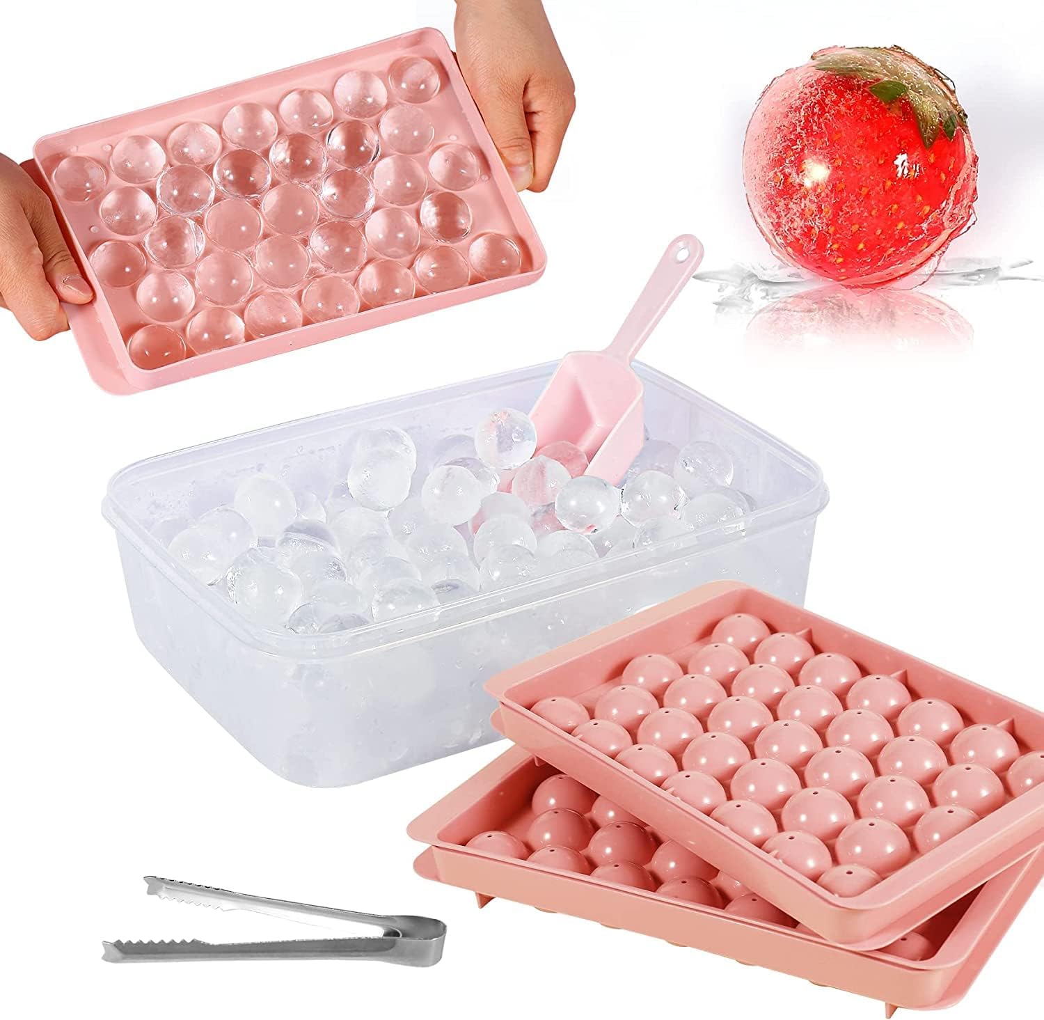 Amazon.com: 2 pack 33 gride double layers round Ice mold with plastic ...