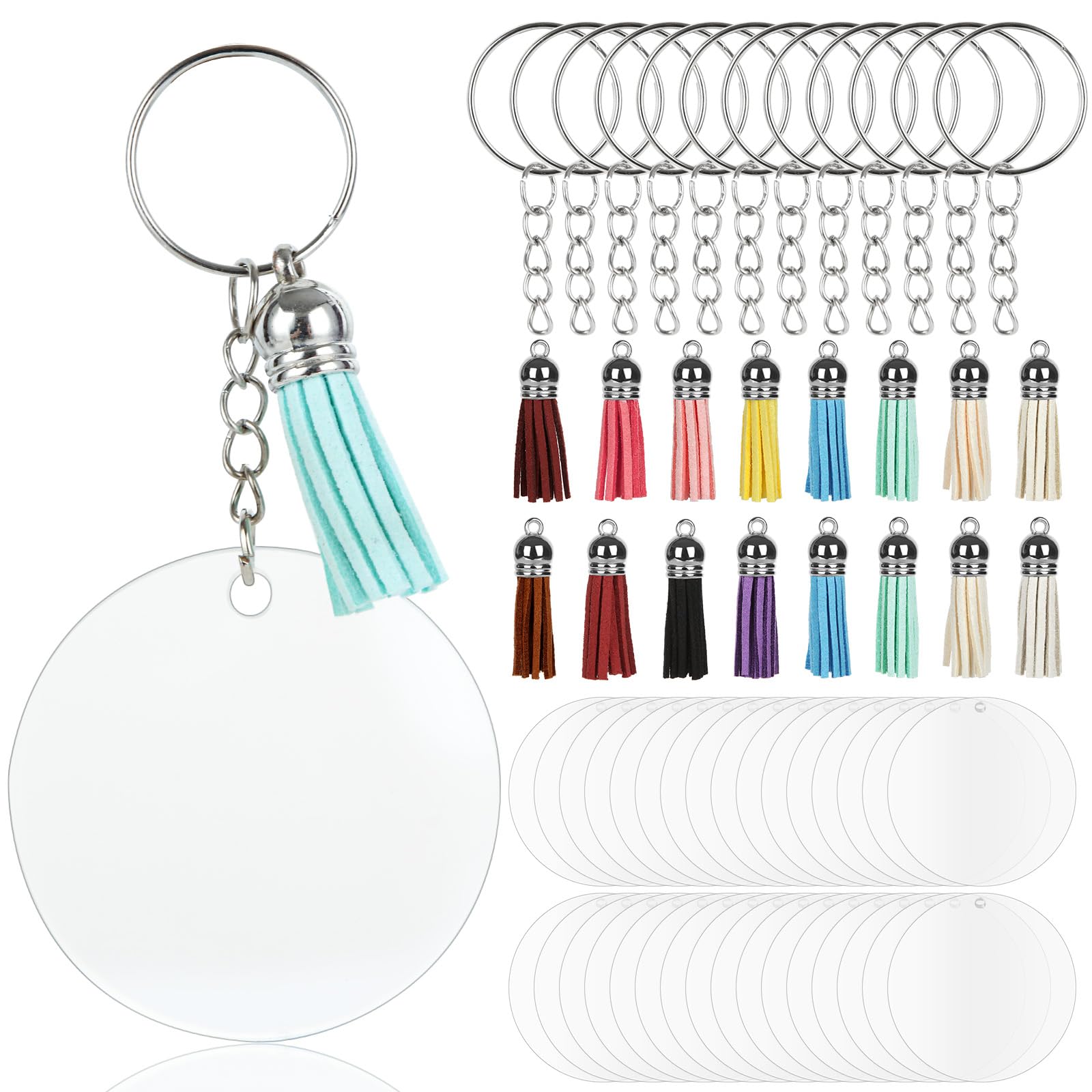 LDHHYH 360 PCS Acrylic Keyring Blanks, 2 Inch Keyring Making Kit, 90 ...