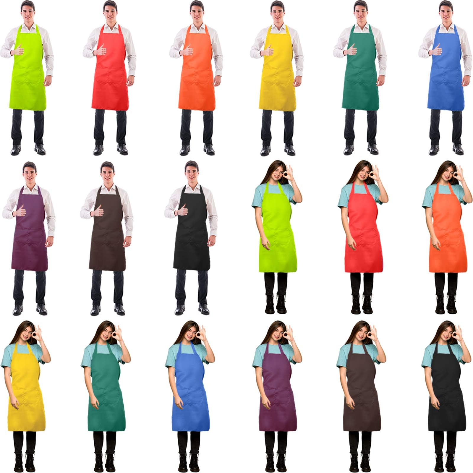 Amazon.com: Syhood 18 Pack Bib Apron with Pocket Unisex Commercial ...