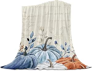 Amazon.com: Fall Pumpkin Throw Blanket Thanksgiving Flannel Blankets ...