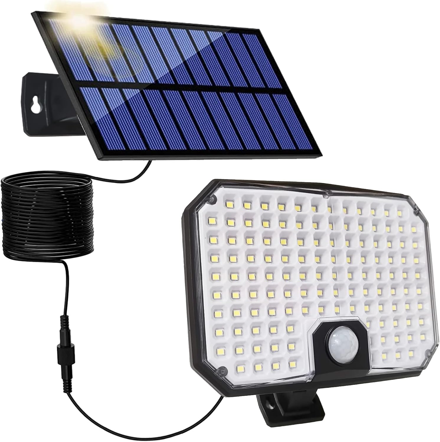 QQARORSUN Solar Powered Light, 136 LED Separated Solar Panel Wall Light ...