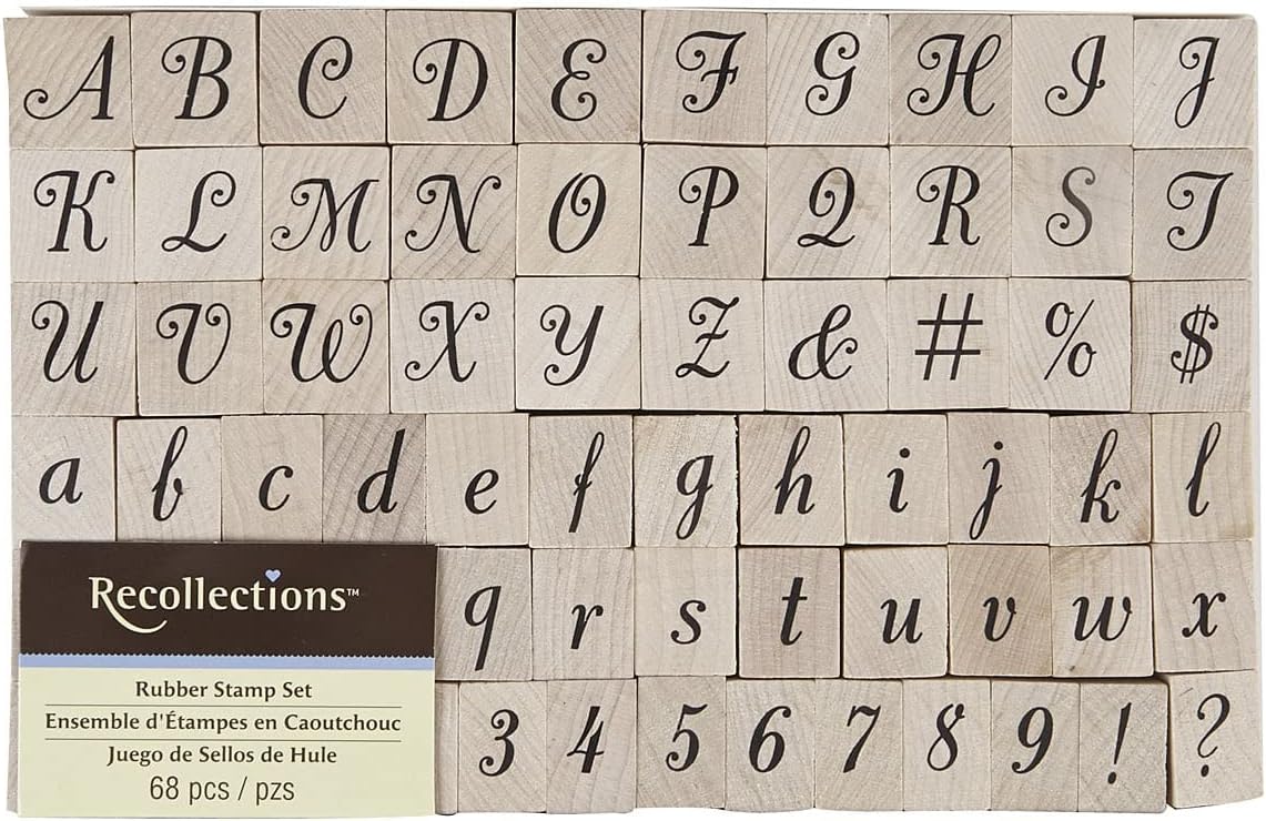 Amazon.com: 70 pcs Wooden Rubber Stamps Number and Alphabet Letter Wood ...