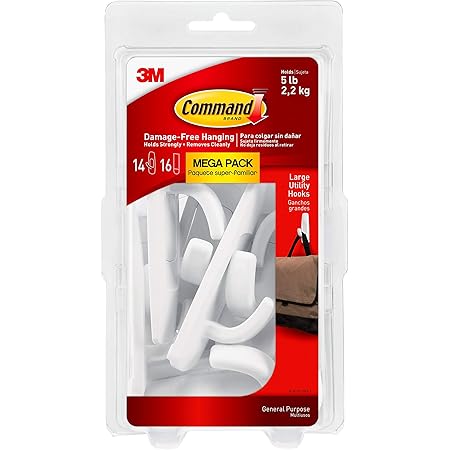 Amazon.com: Command Bath Large Towel Hook Value Pack, Clear Frosted, 3 ...