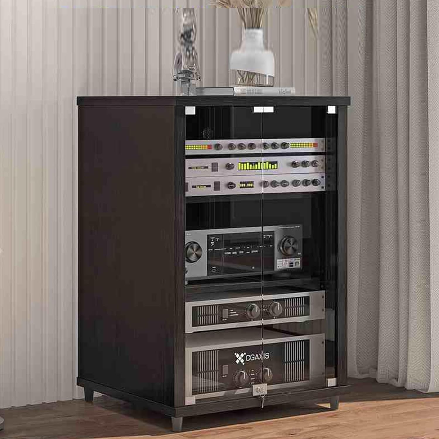 Amazon.com: KUKIXKK Media Cabinet with Door, Cable Management ...