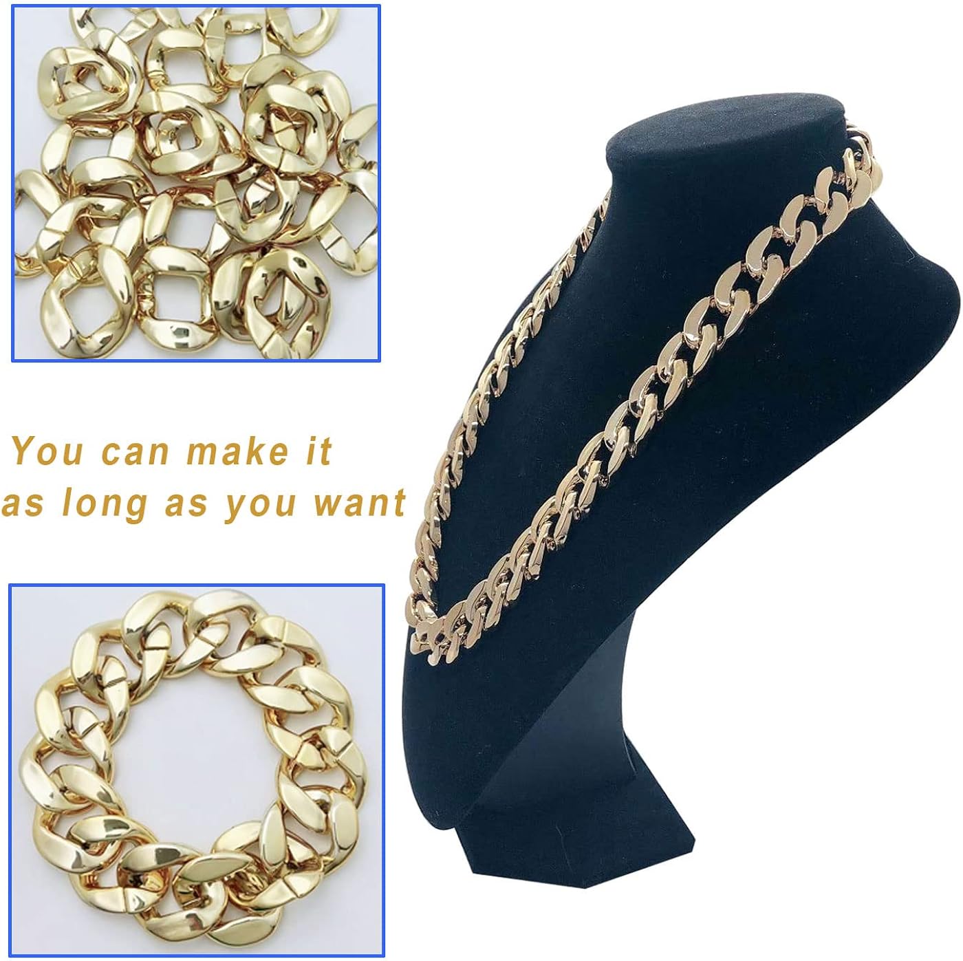 Markeny Men's Chunky Necklace, Rapper Fake Gold Chain 90s Hip Hop Fake ...